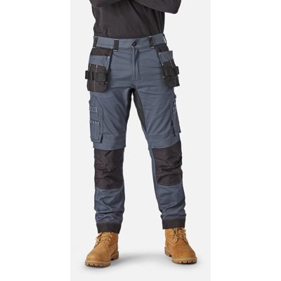 Dickies Universal Flex Slim Fit Work Trousers Grey - 38L | DIY at B&Q
