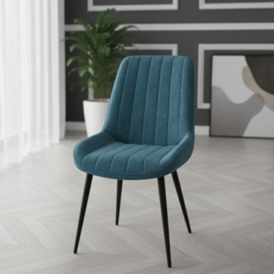 Dido Blue Velvet Dining Chair - Elegant Modern Upholstered Seating for ...