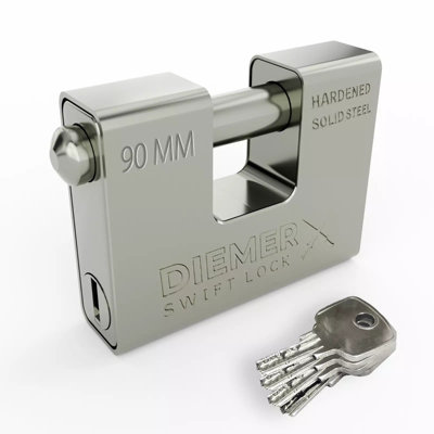 DIEMER 90mm Container Padlock - High Security Shutter Lock for Gates ...