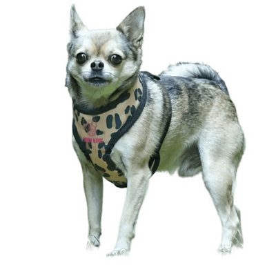 Digby & Fox Leopard Print Dog Harness Brown/Black (M- Chest: 28cm-53cm)