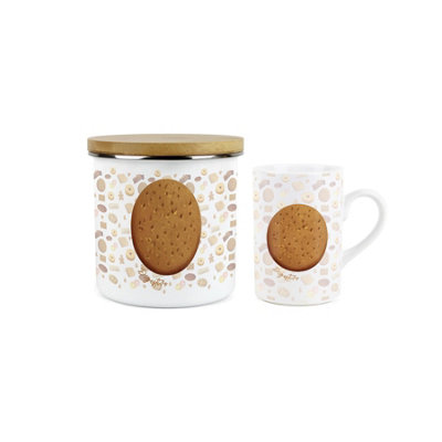 Digestive Mug & Canister Gift Set - Novelty Gifts for Foodies - Ceramic ...