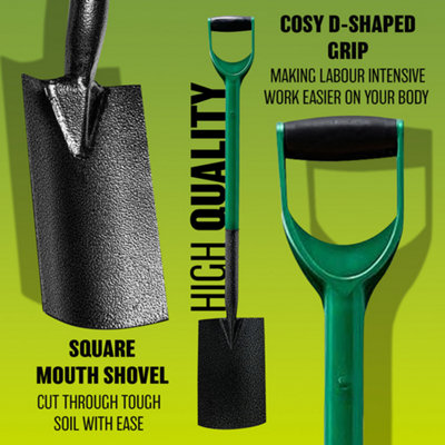 Digging Shovel Steel Border Spade Gardening Soil Pvc Solid Grip Handle ...
