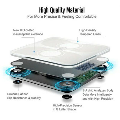 Digital Bathroom Weighing Scales Body Fat Analyzer Smart BMI Weight ...