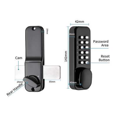 Digital Code Door Lock Chrome Waterproof Combination Lock Knob with Key ...