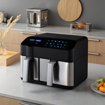 Digital Dual Cavity Air Fryer, Touch Display, Timer, 3.5L+6L