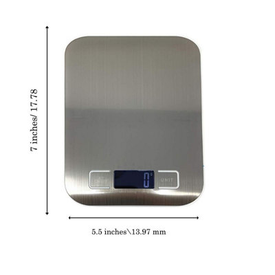 Digital Kitchen Scales with 5kg Capacity & 1g Accuracy - Stainless Steel