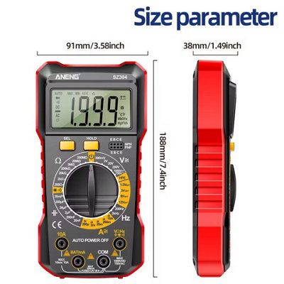 Digital Multimeter Voltage, Current, and Ohm Tester with Large Display ...