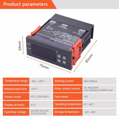 Digital Temperature Controller AC220V Thermostat Thermocouple 40 to 120 ...