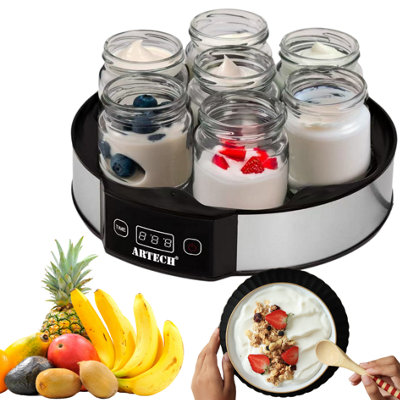 Digital Yoghurt Maker with 7 Glass Jars Electric, Compact, Stainless ...