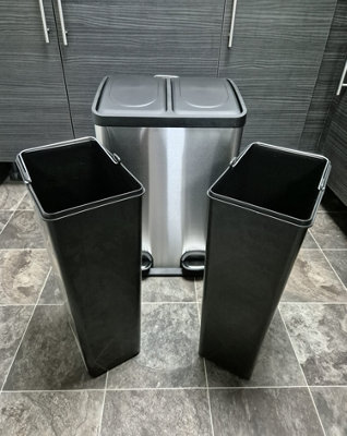 Dihl 40 Litre Stainless Steel Dual Recycle Pedal Bin 2x 20L With ...