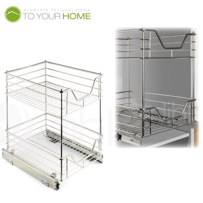 Dihl 400mm Pull Out Chrome Wire Basket Drawer for Kitchen Cabinets ...