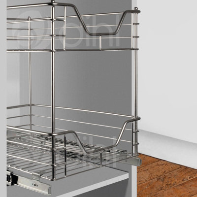 Dihl 400mm Pull Out Chrome Wire Basket Drawer for Kitchen Cabinets ...