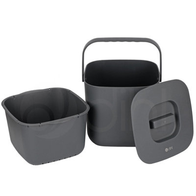 Dihl 7L Anthracite Food Waste Kitchen Compost Caddy Bin