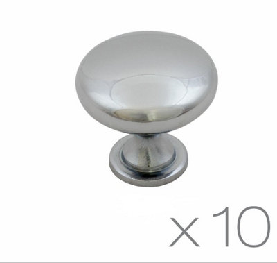 Dihl Chrome Zamak Round Furniture Drawer Door Knob (Pack of 10) | DIY ...