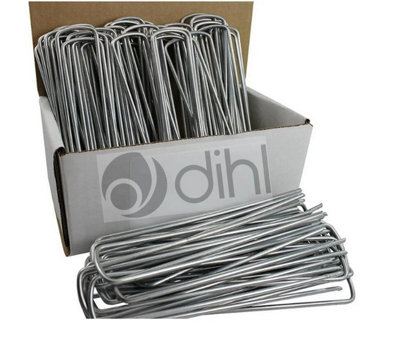 Dihl Galvanised Steel U-Shaped Garden Pins - Pack of 50