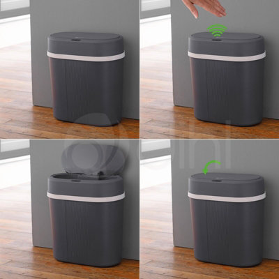 Dihl Grey Slimline 12 Litre Automatic Motion Sensor Waste Bin with ...