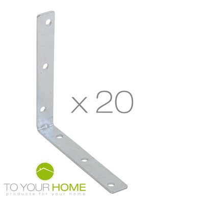 Dihl L Bracket Zinc Plated Right Angle Plate 100 x 100mm - Pack of 20 ...