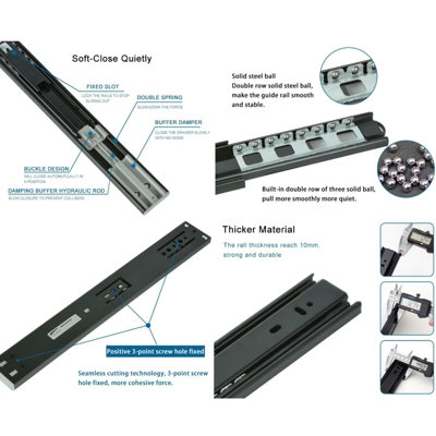 Dihl Soft Close Drawer Runners 400mm x 45mm Pair