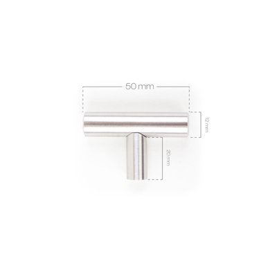 Dihl T-Bar 50mm Knob Brushed Steel Kitchen Cupboard Cabinet Drawer Door ...