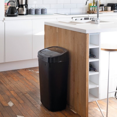 DIHL - UK MADE - 50L BLACK SENSOR BIN WITH BLACK SENSOR BIN LID KITCHEN ...