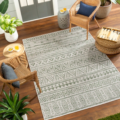 DIKSHA In- & Outdoor Global Moss Green Area Rug 200 x 275 cm - Easy to ...
