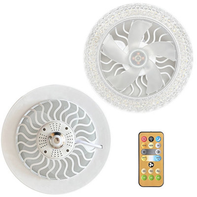Dimmable LED Ceiling Fan Light with Remote Control - Modern White for ...