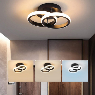 Dimmable Modern LED Ceiling Light, 3 Light Colors Changeable,Round Black