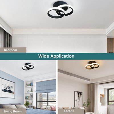 Dimmable Modern LED Ceiling Light, 3 Light Colors Changeable,Round Black
