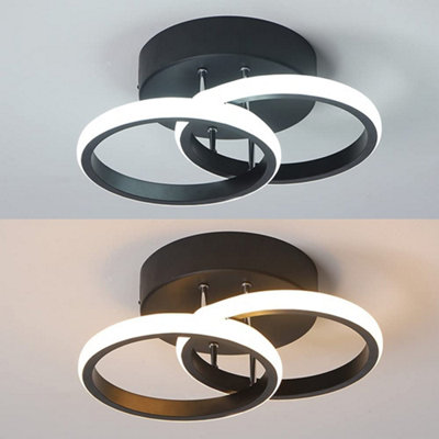 Dimmable Modern LED Ceiling Light, 3 Light Colors Changeable,Round Black