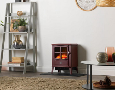 Dimplex Brayford Burgundy Optiflame Electric Stove, Burgundy Red Free ...