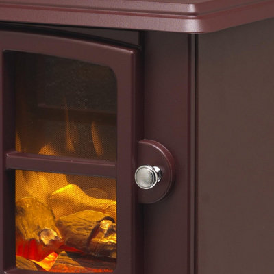 Dimplex Brayford Burgundy Optiflame Electric Stove, Burgundy Red Free ...