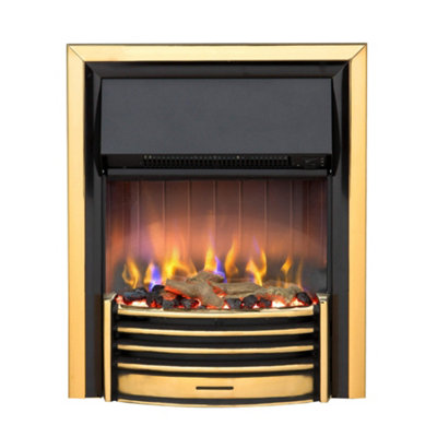 DIMPLEX LERWICK BRASS INSET ELECTRIC FIRE 3D OPTIFLAME EFFECT MODERN ...