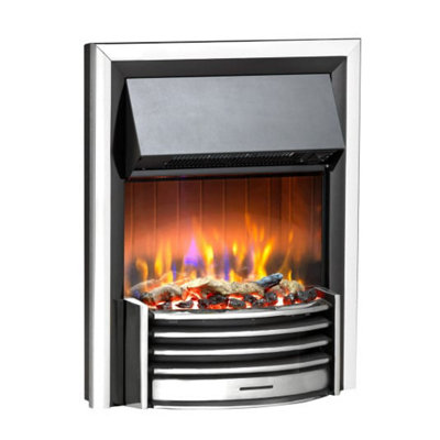 DIMPLEX LERWICK CHROME INSET ELECTRIC FIRE 3D OPTIFLAME EFFECT MODERN ...