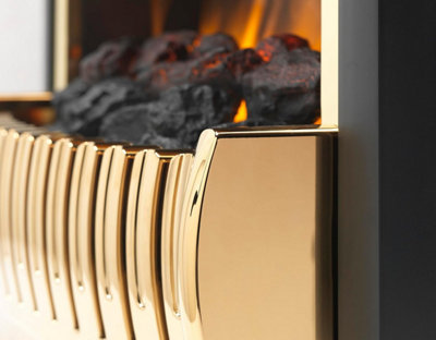 Dimplex Ropley Freestanding Optimyst Electric Fire, Brass and Black ...