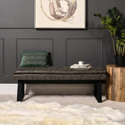 Dining bench in PU leather industrial style - Industrial Bench No Back ...