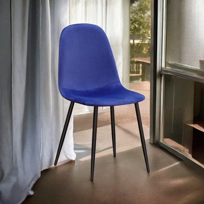 Dining Chair - Fabric/Metal - L52 x W44 x H86 cm - Blue/Black at B&Q