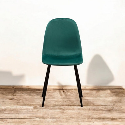 Dining Chair - Fabric/Metal - L52 x W44 x H86 cm - Green/Black | DIY at B&Q