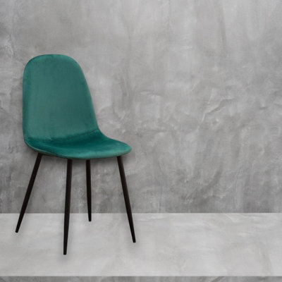 Dining Chair - Fabric/Metal - L52 x W44 x H86 cm - Green/Black | DIY at B&Q