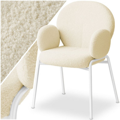 Dining Chair Scandi - padded with Bouclé cover, high backrest - cream ...