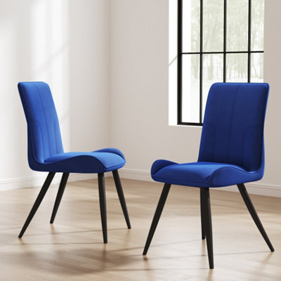 Dining Chair Set of 2 Blue Modern Velvet Upholstered Dining Chairs ...