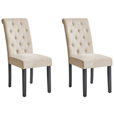 Dining Chair Set of 2 Fabric Sand Beige VELVA | DIY at B&Q