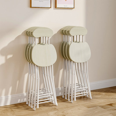 Dining Chair Set of 4 Compact White Wooden Folding Dining Chairs with ...