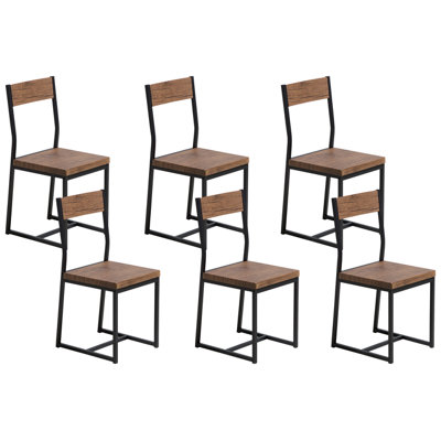 Dining Chair Set of 6 Dark Wood LAREDO | DIY at B&Q