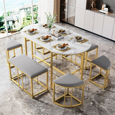 Metallic dining table set store
