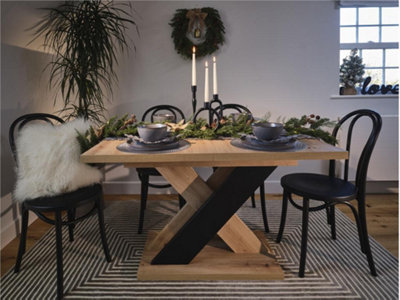 Dining Room Table Christmas Festive Dinner Table Extending Oak Black Xia