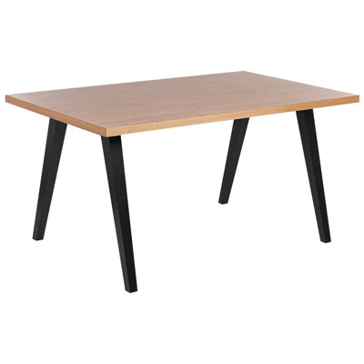 Dining Table 150 x 90 cm Light Wood and Black LENISTER | DIY at B&Q