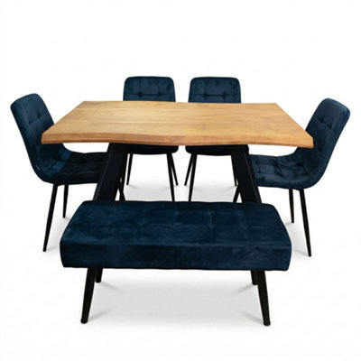 Dining Table and 4 Chairs Set With Bench, Set of Dining Table and 4 ...