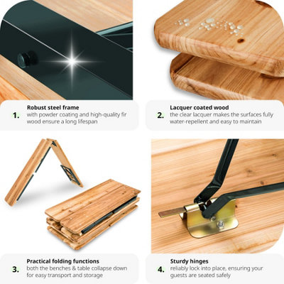 Dining Table and Bench Set Ralf - 2 benches, foldable, durable, stable ...