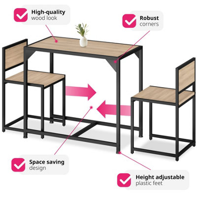 Dining Table and Chairs Milton - 3-piece set - industrial wood light ...