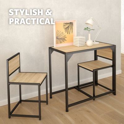 Dining Table and Chairs Milton - 3-piece set - industrial wood light ...